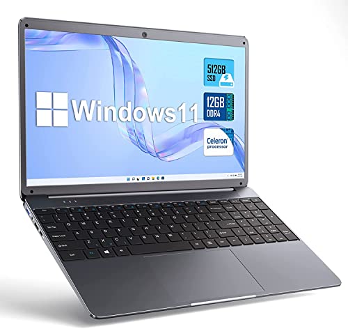 SGIN 15.6 Inch Laptop, Laptops with Intel Celeron N5095 Processor(Up to 2.9GHz), 12GB DDR4 512GB SSD (TF 512GB), FHD 1920x1080 IPS, 2xUSB 3.0, Dual Band WiFi, Bluetooth 4.2(Gray)