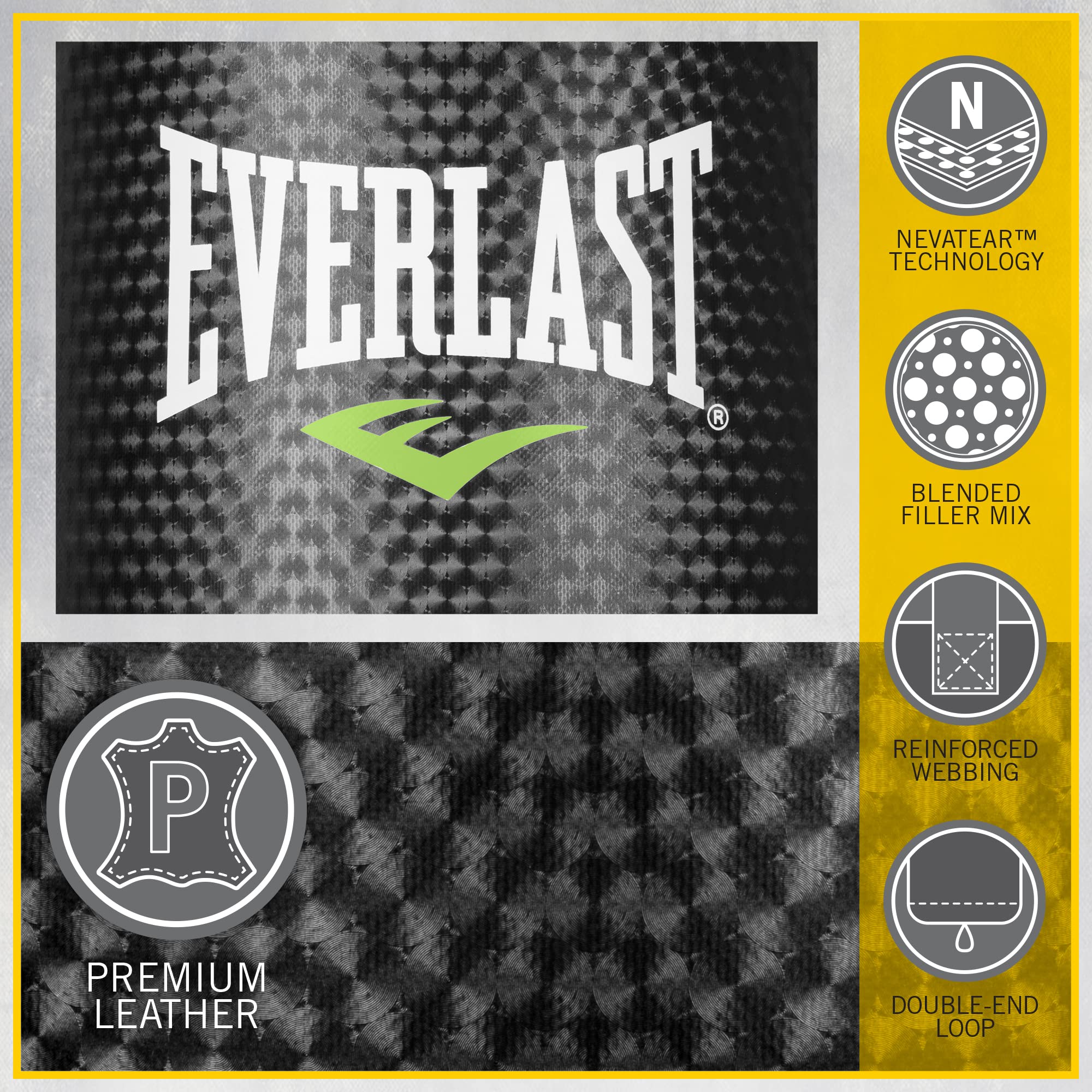 Everlast P00000517 70 Lb Bilingual Everstrike Heavy Bag Black/Green 70 LB