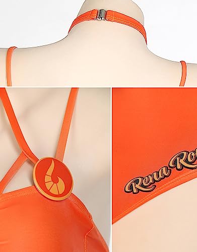 Miraculous Women's Rena Rouge Beach Halter Straps Top with Side-Closure Bottom Bikini Set Swimsuit Bathing Suit (as1, Alpha, m, Regular, Regular, Orange)