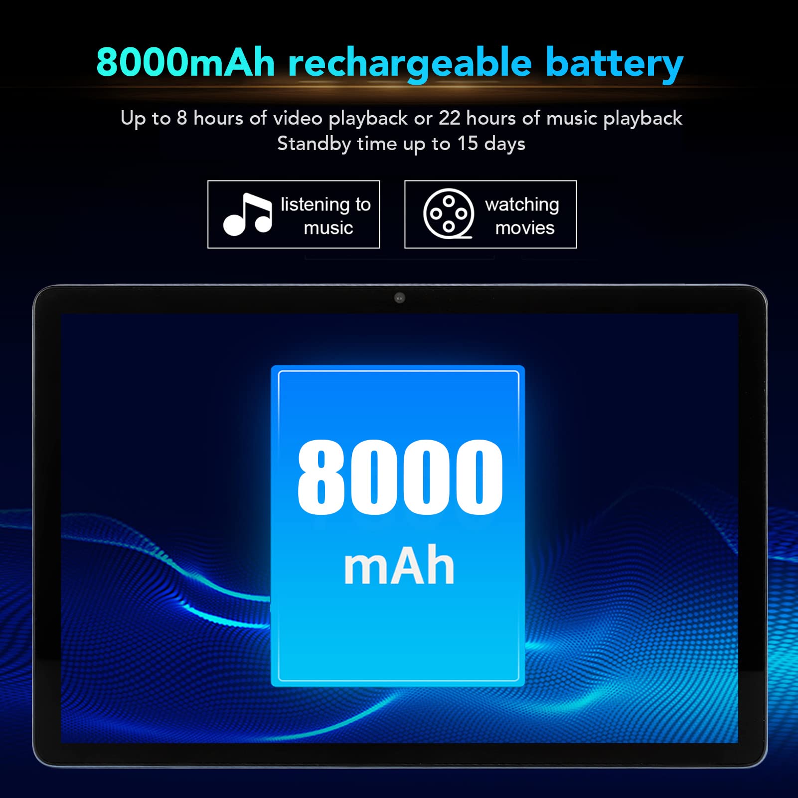 GOWENIC 10.1 Inch Tablet, Android 11 Tablet with 1920x1200 IPS HD Touch Screen, 12GB RAM 256GB ROM, 512GB Expandable, 8MP and 20MP Dual Cameras, WiFi Bluetooth, Blue