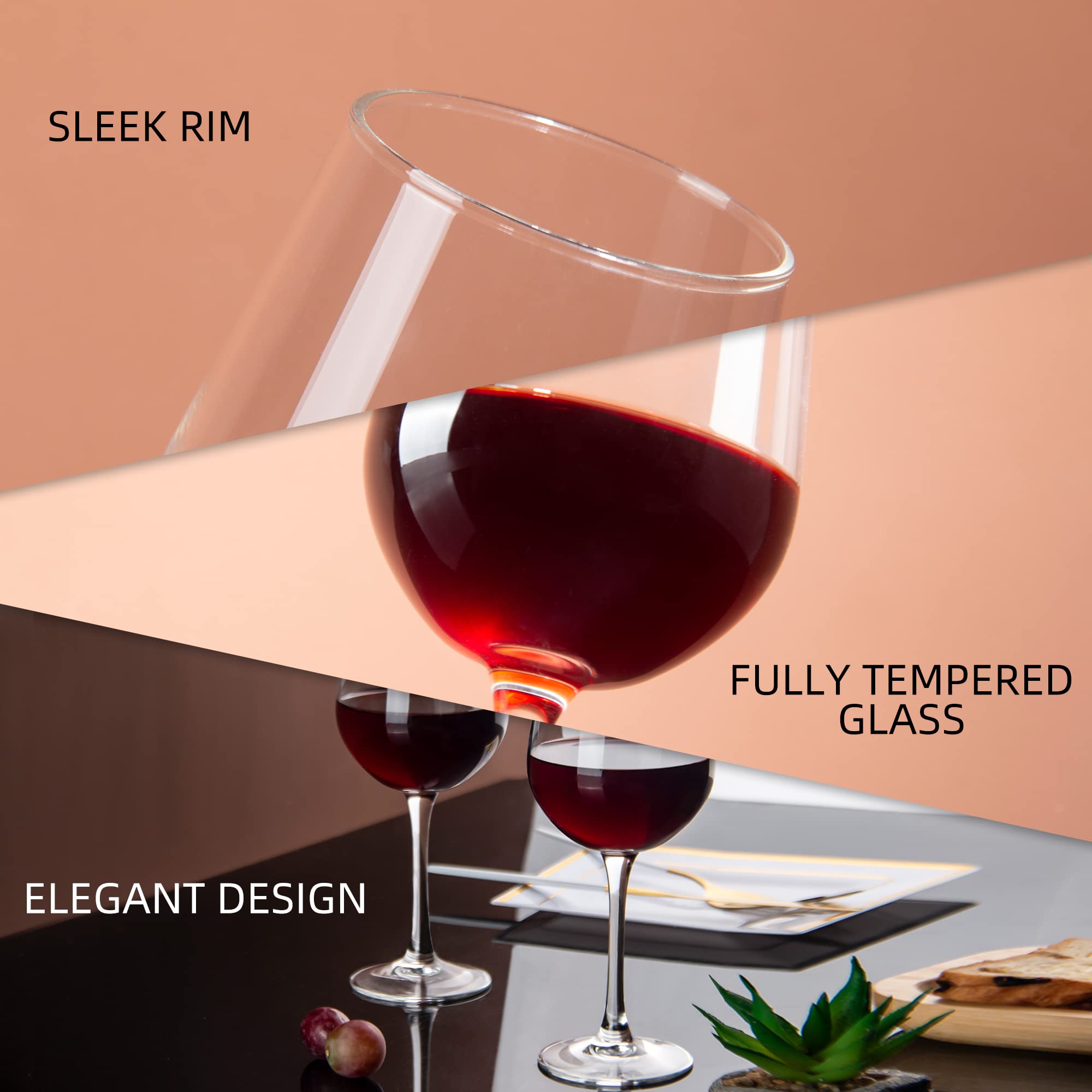 HAKEEMI Fully Tempered Wine Glasses set of 12, 12 oz Durable Red Wine Glasses for Wedding, Party, Dishwasher Safe
