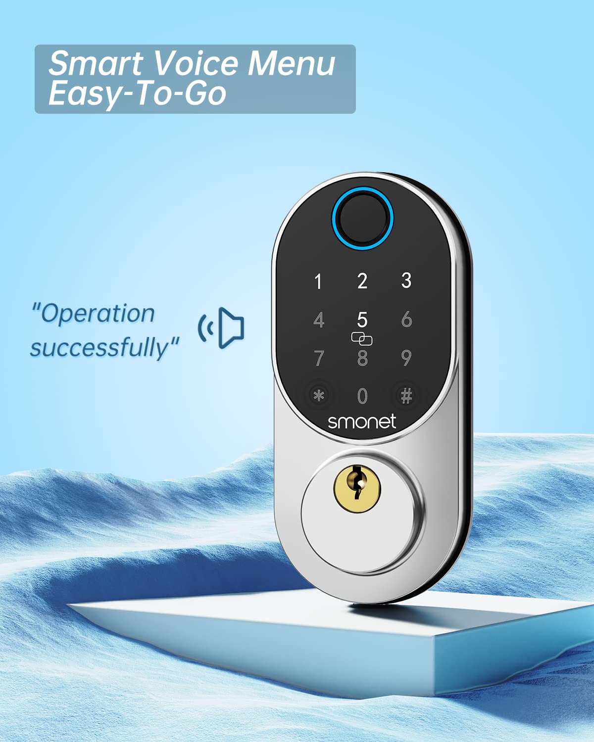 Door Locks with Keypads,SMONET Fingerprint Keyless Entry Smart Deadbolt with Auto Lock Touchscreen,Electric Digital Biometric Front Door Lock with Fobs Code Key,Wireless Home Combination Lock Gifts