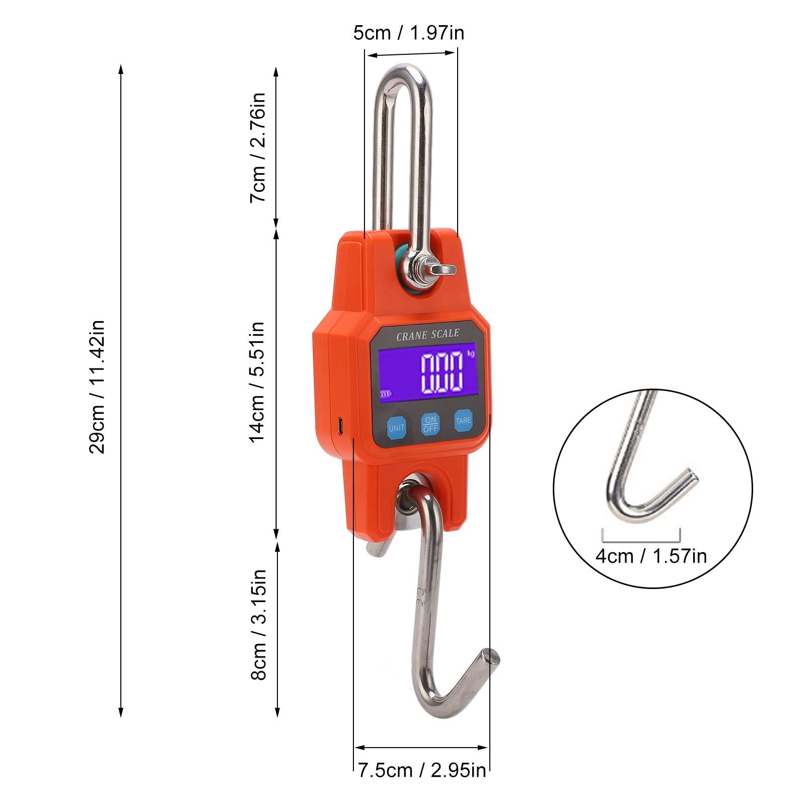 Hanging Scale, Digital Display LB KG N Crane Scale High Accuracy for Fishing (Orange)