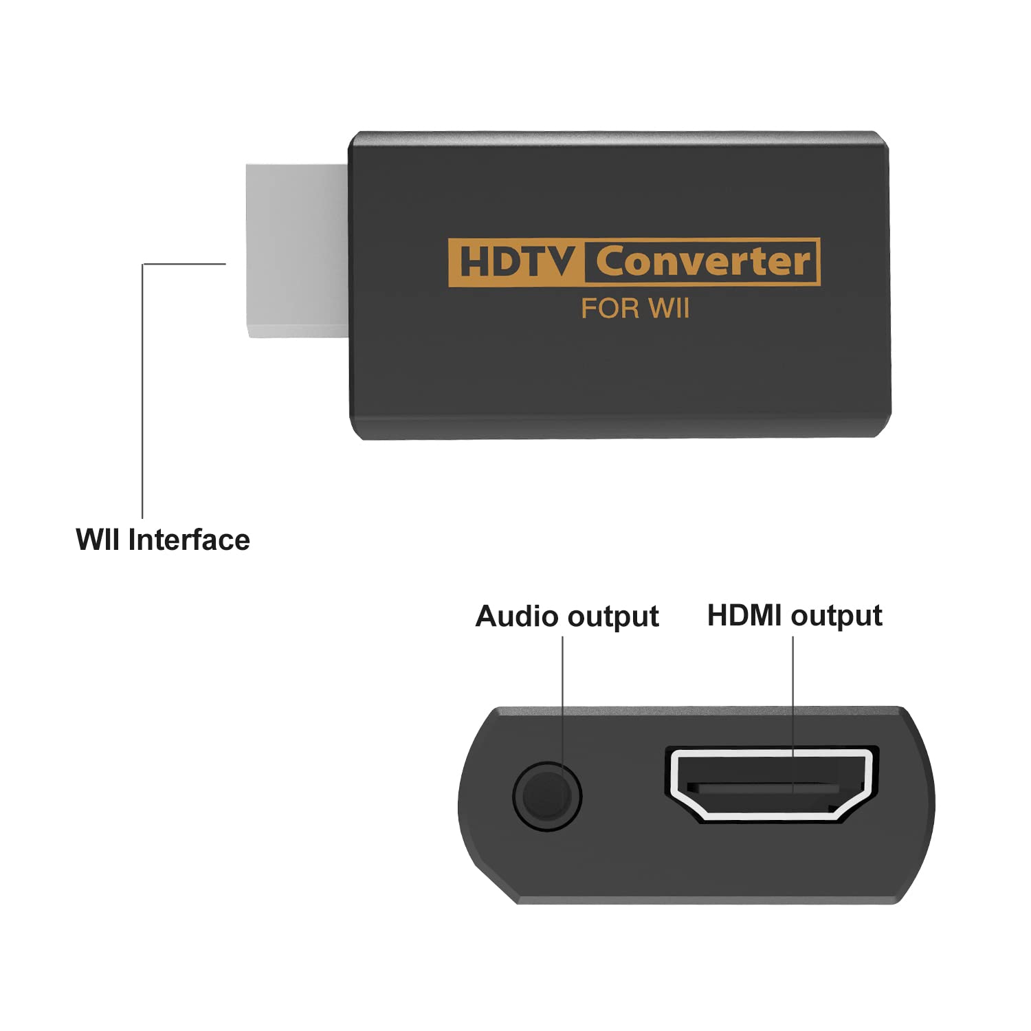 Hgowixx Wii HDMI Adapter, Wii to HDMI Converter with HDMI Cable(Black)