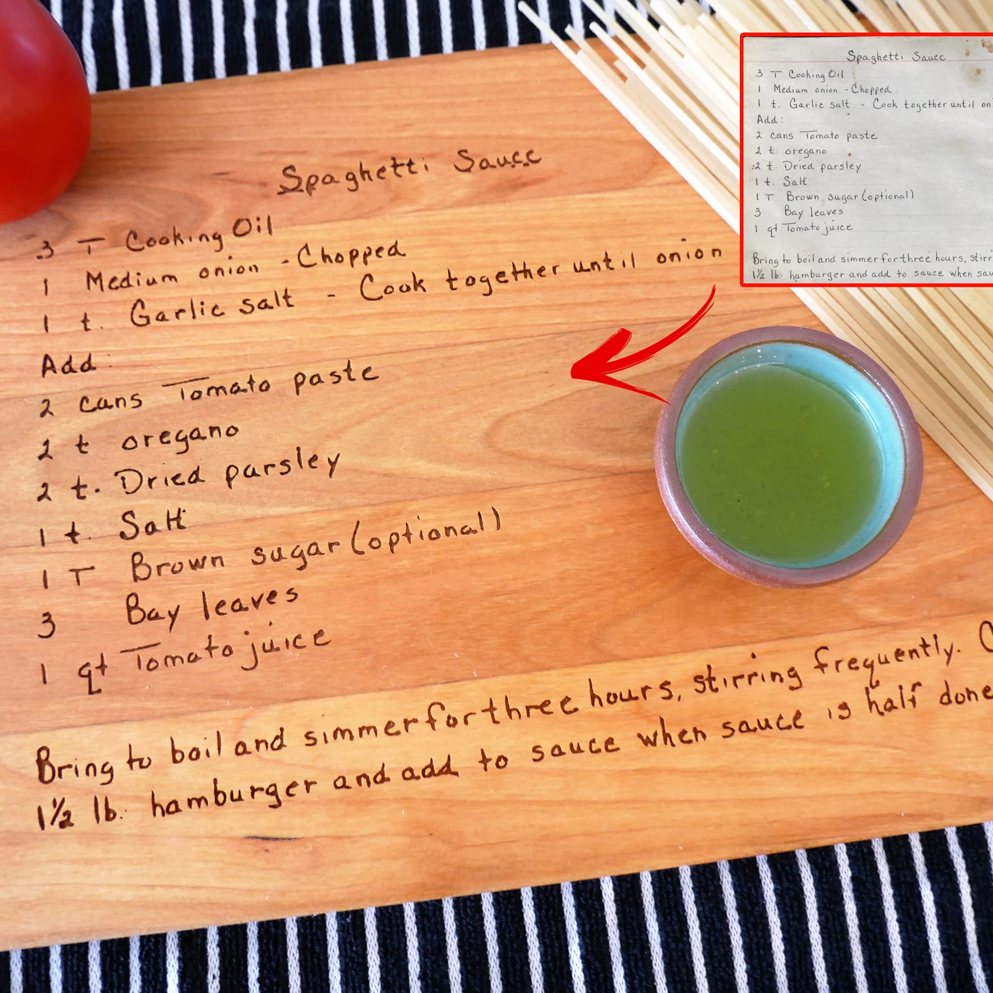 Original Handwritten Recipe Cutting Board - Best Unique Gift for Her - Multiple Sizes & Styles - Maple, Cherry or Walnut Wood - Best Gift Idea for Mom, Daughter, Grandma, Sister, Aunt