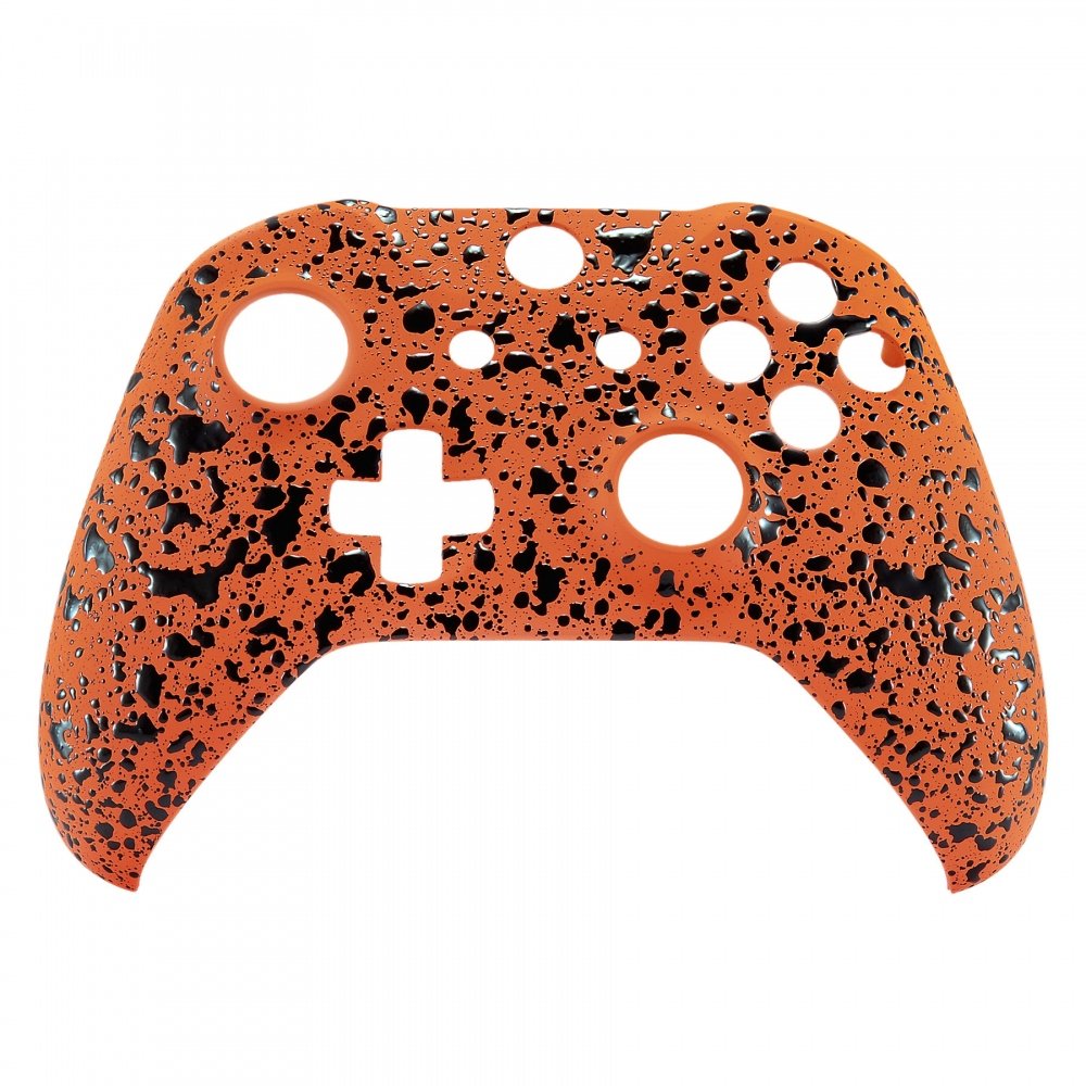 eXtremeRate Textured Orange Faceplate Cover, 3D Splashing Front Housing Shell Case, Comfortable Non-Slip Replacement Kit for Xbox One Wireless Controller Model 1708 - Controller NOT Included