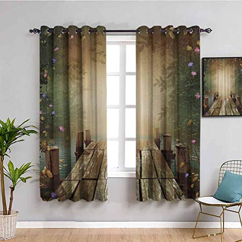 Going Away Gifts Decor Living Room Curtains 2 Panel Sets Room Darkened W55 x L39 Inch Poetic Design Teal