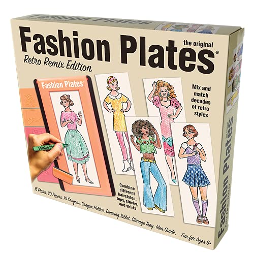 Fashion Plates — Retro Remix Edition — Mix-and-Match Drawing Set — Make 100s of Fabulous Fashion Designs — Ages 6+