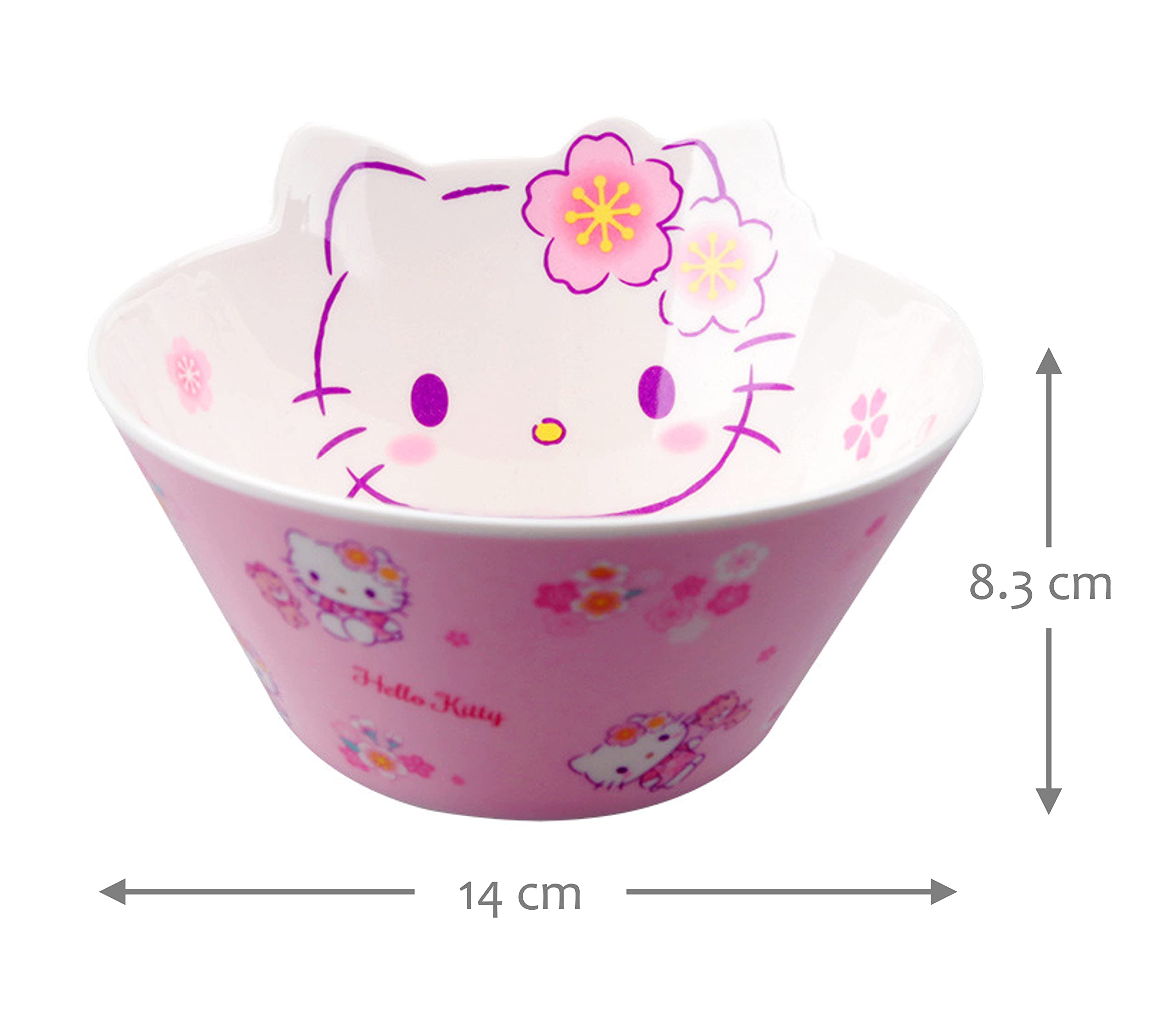 Hello Kitty Bear Sakura Cute Pink Dinnerware Flatware Meal Set β Plate Bowl Cup Spoon, 4 pieces