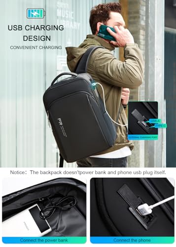 FENRUIEN Business Smart Backpack for Men, Flight Approved Travel Backpack Anti-Theft Waterproof Laptop backpack with USB Port, Expandable Men's Computer Work College Daypack Fit for 15.6 Inch Bookbag