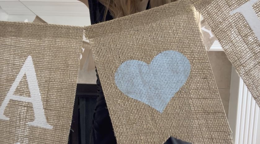 Shimmer Anna Shine It's a Boy Burlap Banner for Baby Shower Decorations and Gender Reveal Party (Light Blue Hearts)