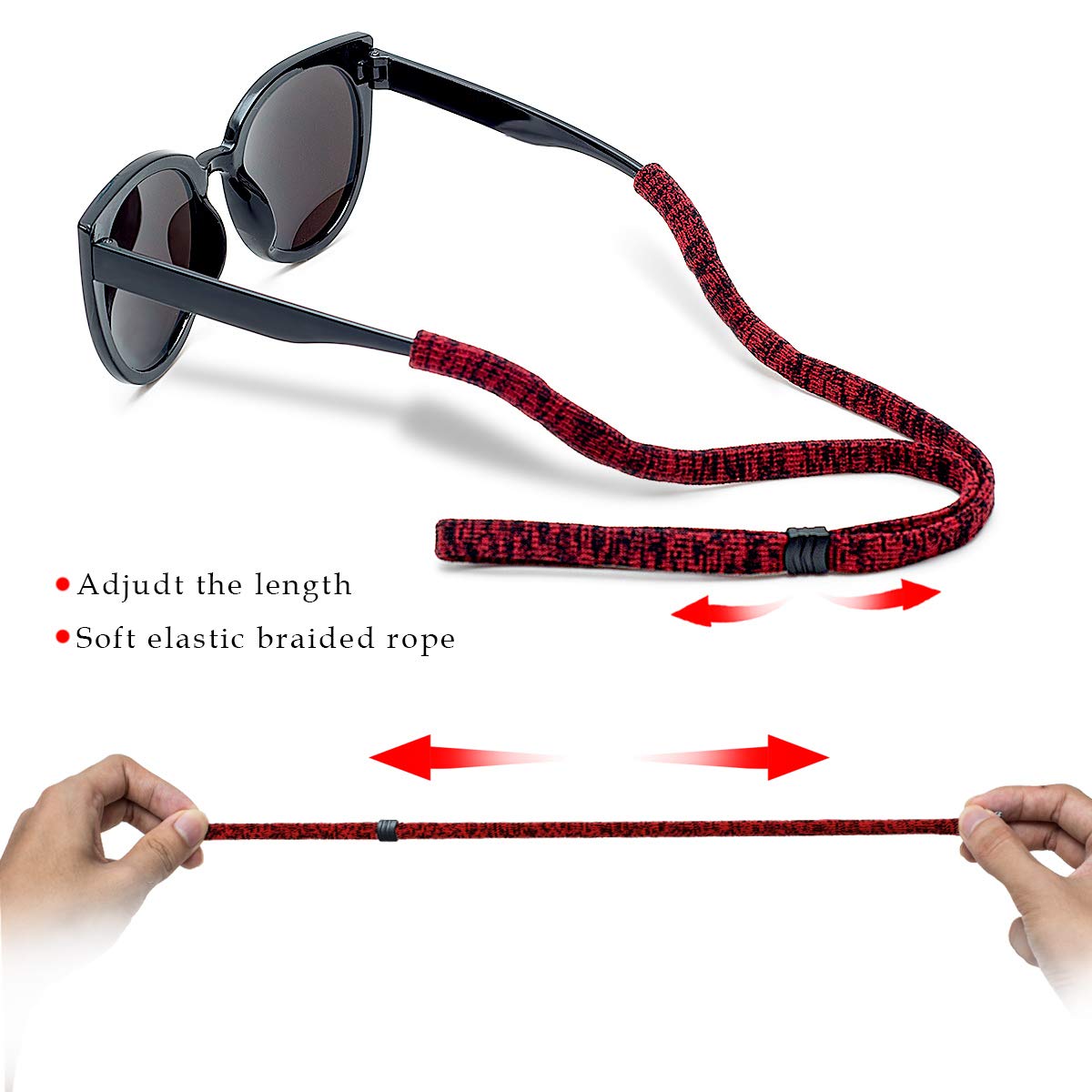 HALF CRESCEN Glasses Strap (Pack of 6) Adjustable Eyeglasses Strap Sunglass Holder Strap Men Women