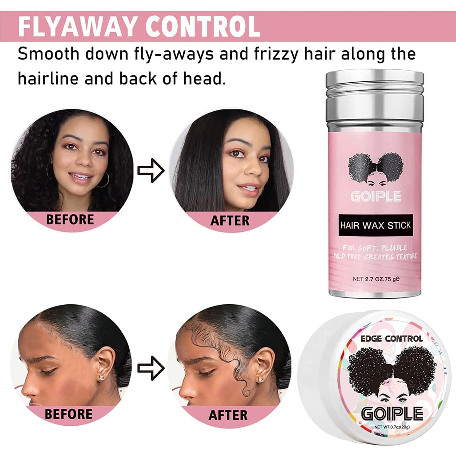 Goiple Adjustable Wig Bands - 3PCS Elastic Bands for Lace Frontal Wigs, Laying Edges, Wig Install Accessories (Pink Set 8pcs)
