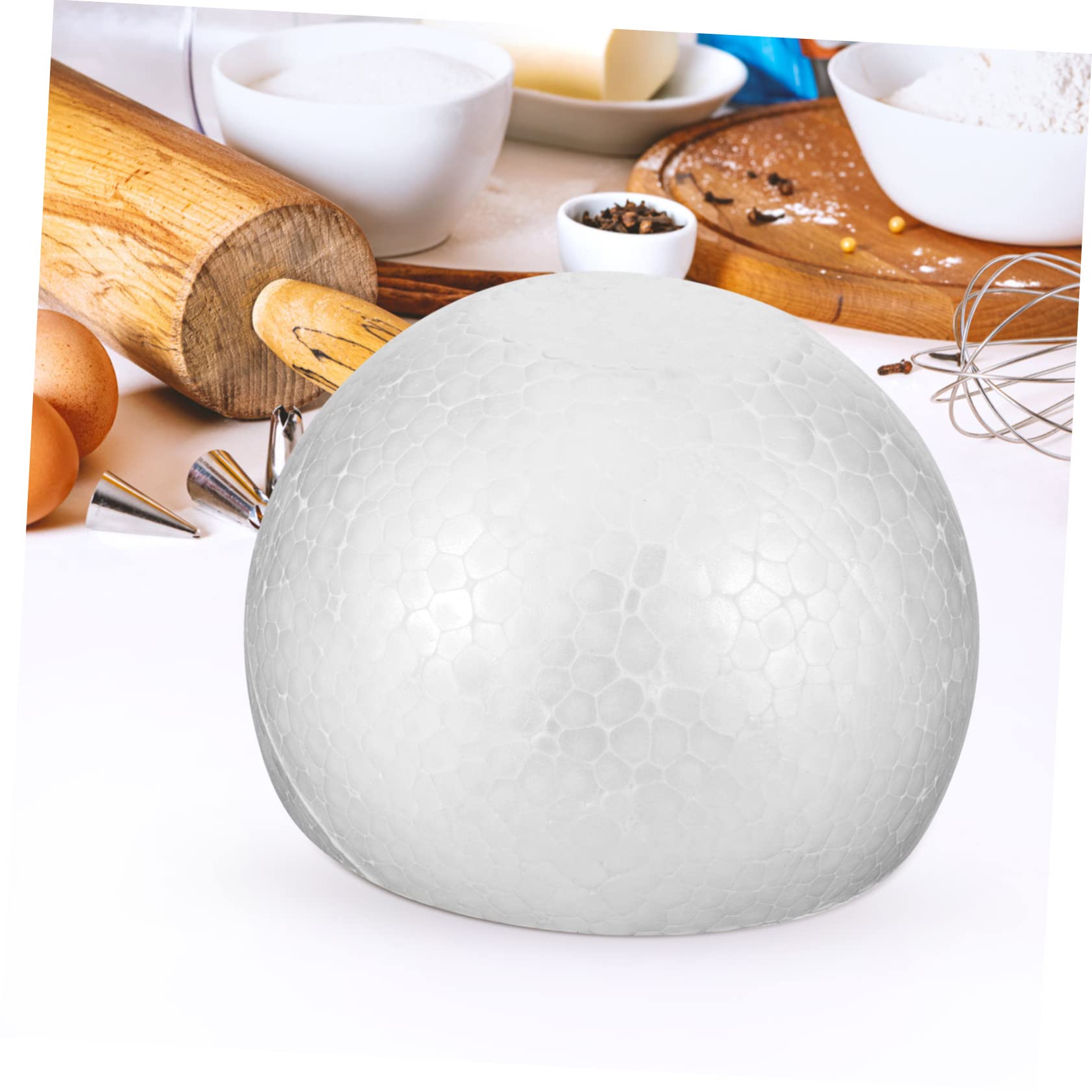 FUNOMOCYA Spherical Cake Mold polystyrene Cake Dummy Cake Rounds Half Ball Cake Dummy Blocks Wedding Ceremony Decorations Multi-Function Cake Model to Rotate White Foam Flat Party Supplies