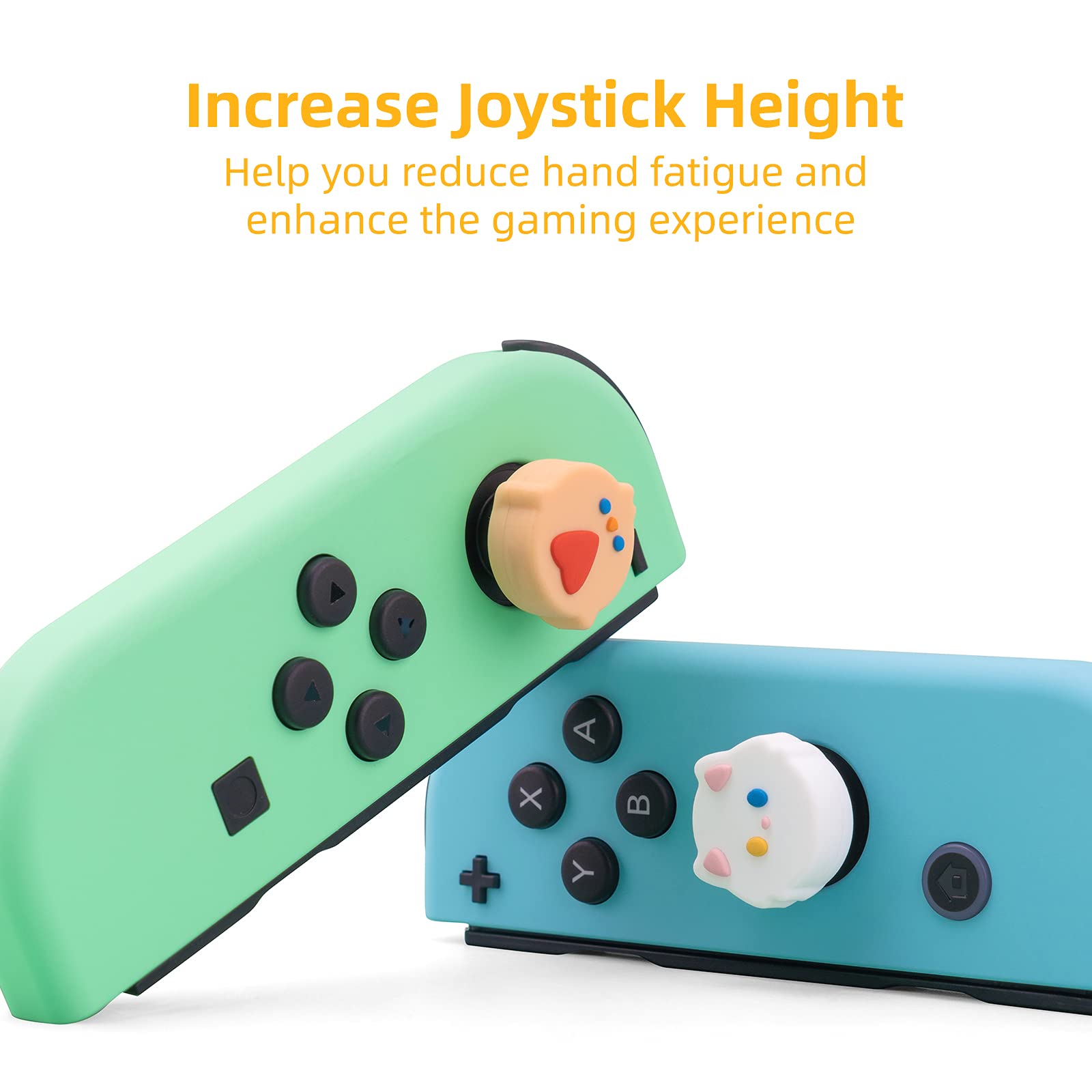 GeekShare 4PCS Cute Animal Theme Thumb Grip Caps,Soft Silicone Joystick Cover Compatible with Nintendo Switch/OLED/Switch Lite - Chicken & Cat