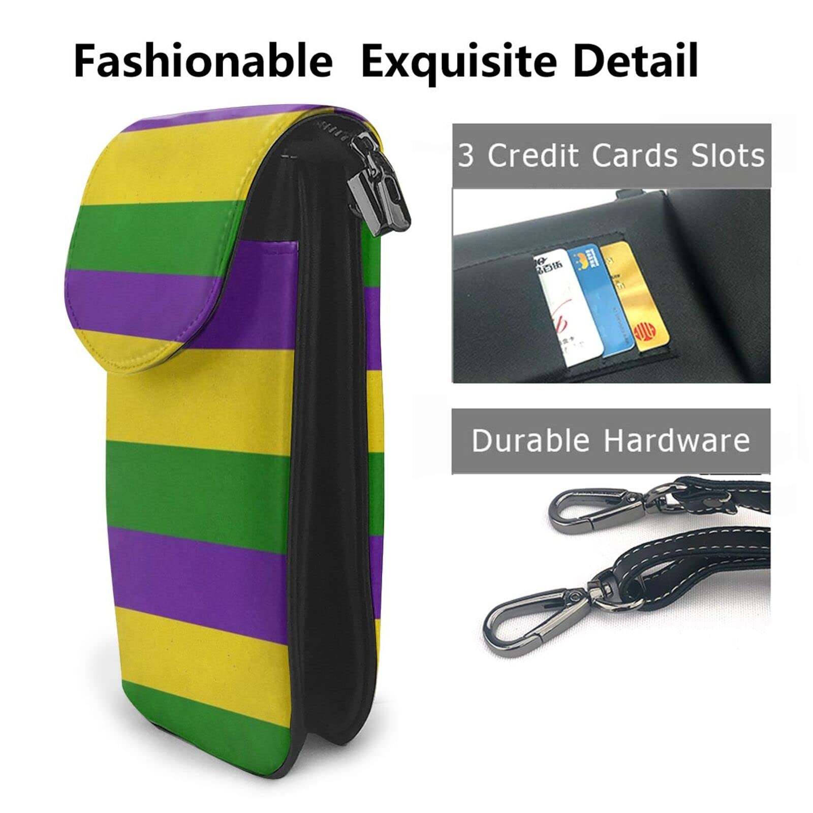 Jomiwink Women Mardi Gras Jester Crossbody Cell Phone Purse Leather Phone Bag Wallet Shoulder Bag