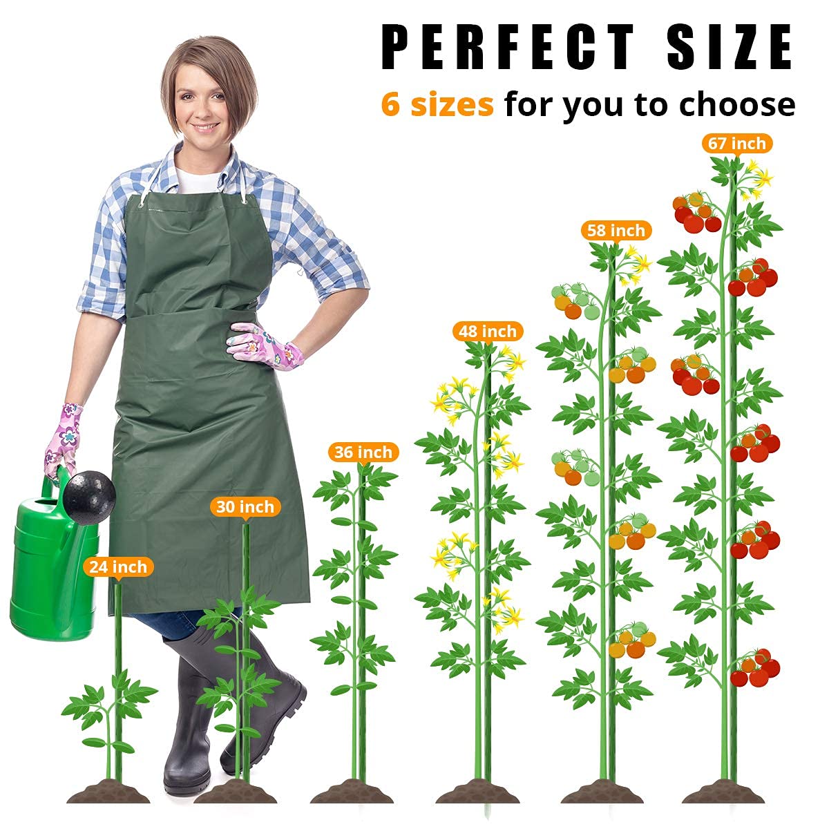LAVEVE Garden Stakes 36 Inches Heavy Duty Steel Tomato Stakes, Plastic Coated Support Stakes for Securing Trees, Climbing Plants, Cucumber, Beans, 20 Pack