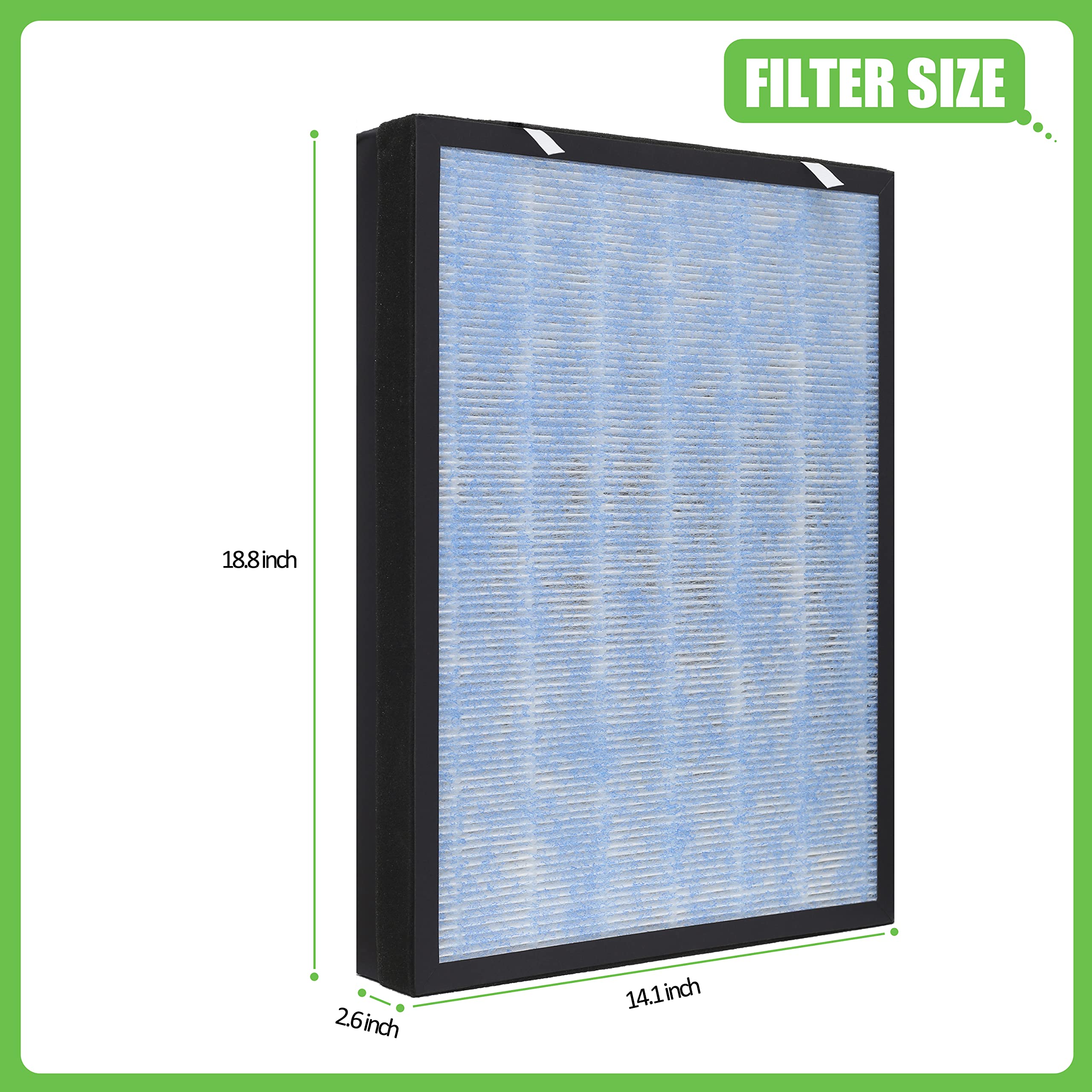 Hichoryer HSP002 Replacement Filter, Compatible with HATHASPACEĀ® HSP002 Smart True HEPA Air Purifier 2.0, 1 Pack