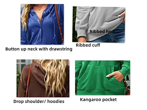 Shaeueak Women Hoodies Lightweight V Neck Sweatshirts Long Sleeve Shirts Loose Fit Sweaters Size Medium Grey