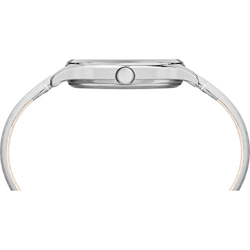 Timex Women's Crystal Bloom 36mm Watch β White Floral Crystal Accent Dial Silver-Tone Case with White Leather Strap