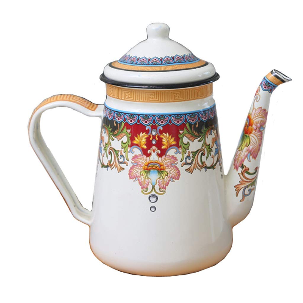 Enamel Kettle Thickened Retro Kettle White Whistle Induction Cooker Natural Gas Home Restaurant Teapot (1.2L, 40.5OZ) Multifunctional water kettle