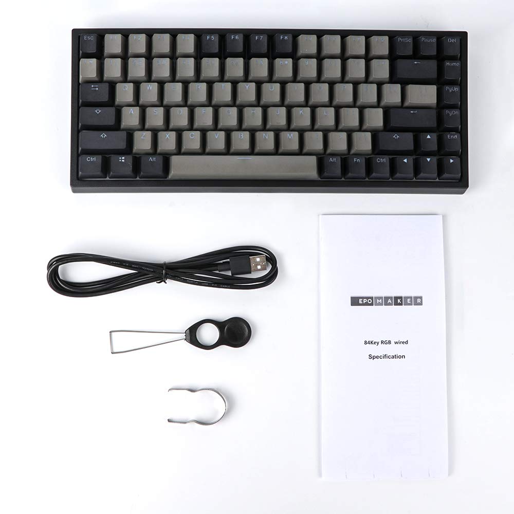 EPOMAKER EP84 84-Key RGB Hotswap Wired Mechanical Gaming Keyboard with PBT Dye-subbed Keycaps for Mac/Win/Gamers (Gateron Red Switch, Geometry Grey XDA Profile)