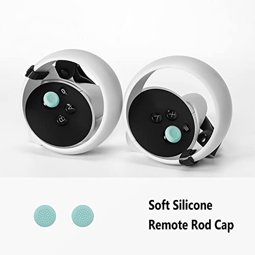 Geiomoo Silicone Cover Compatible with Oculus Quest 2, 4 in 1 Set Protective Case VR Shell (White)