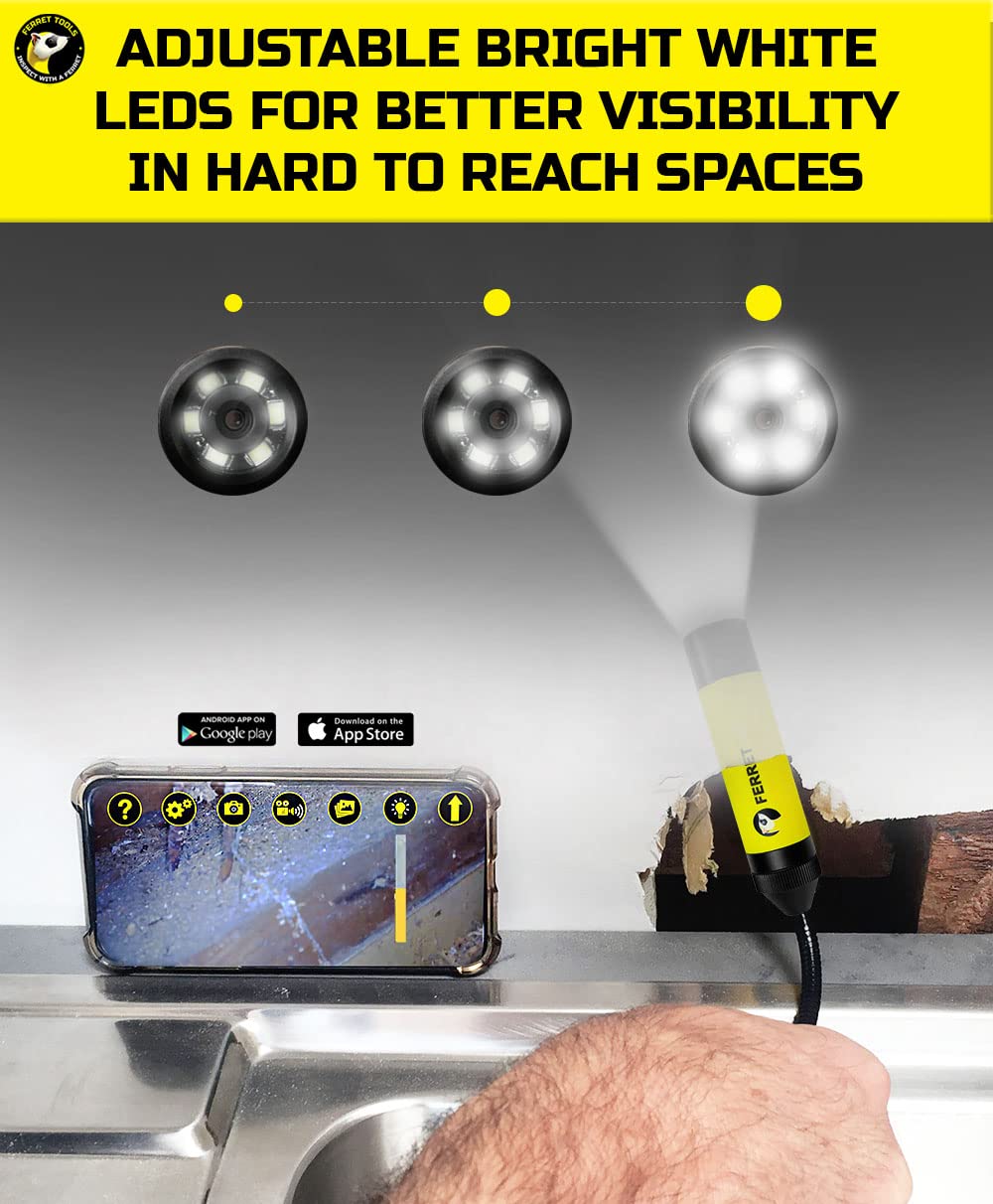 FERRET LITE – Multipurpose Wireless Inspection Camera, Rechargeable, Always Up Viewing Function, NOW with a Wireless range of up to 130’ (40m) - line of sight.