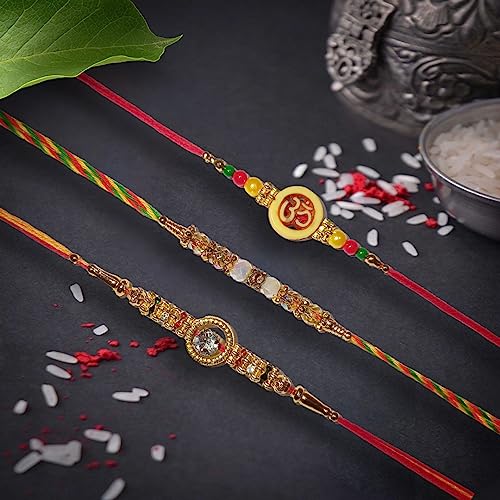 Sharvil Set 3 of Rakhi for Brother Bhaiya Bhabhi Raksha Bhandhan Rakhi Thread Bracelet Cotton Thread with Greeting Card,Orange