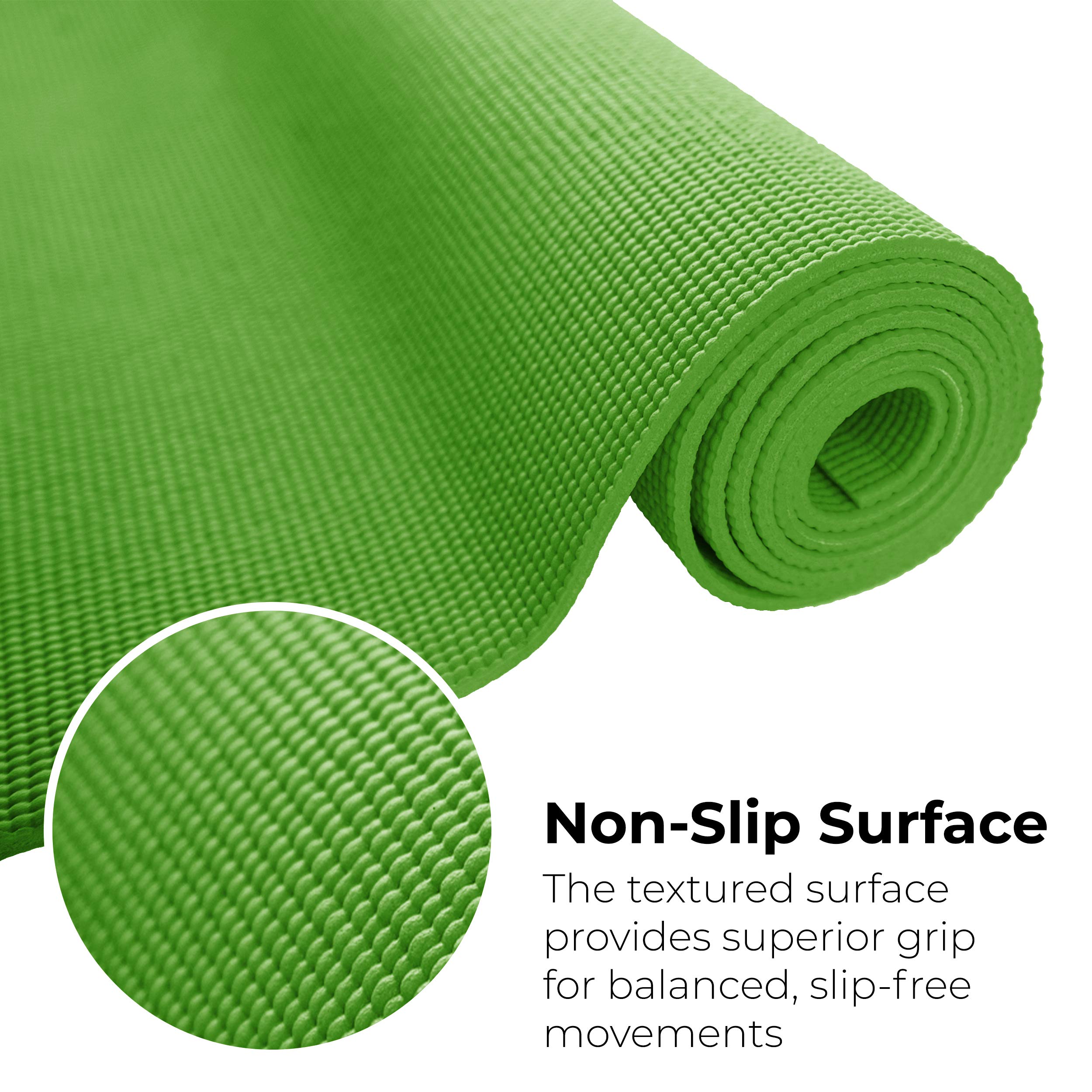 Hello Fit 6-Pack Yoga Mat With Deluxe Carrying Harness, 68" x 24" Non Slip Exercise Mat, 4mm Thick Gym Mat, Bulk Non Toxic Yoga Mats for Schools and Studios, Green