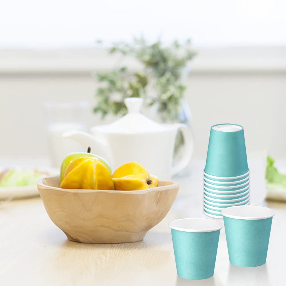 Fedmut (50 Pack 3oz Blue Disposable Paper Cups, Small Bathroom Cups, Mouthwash Cups, Hot Cups, Ideal for Snack, Water, Coffee, Drink, Party,Home.