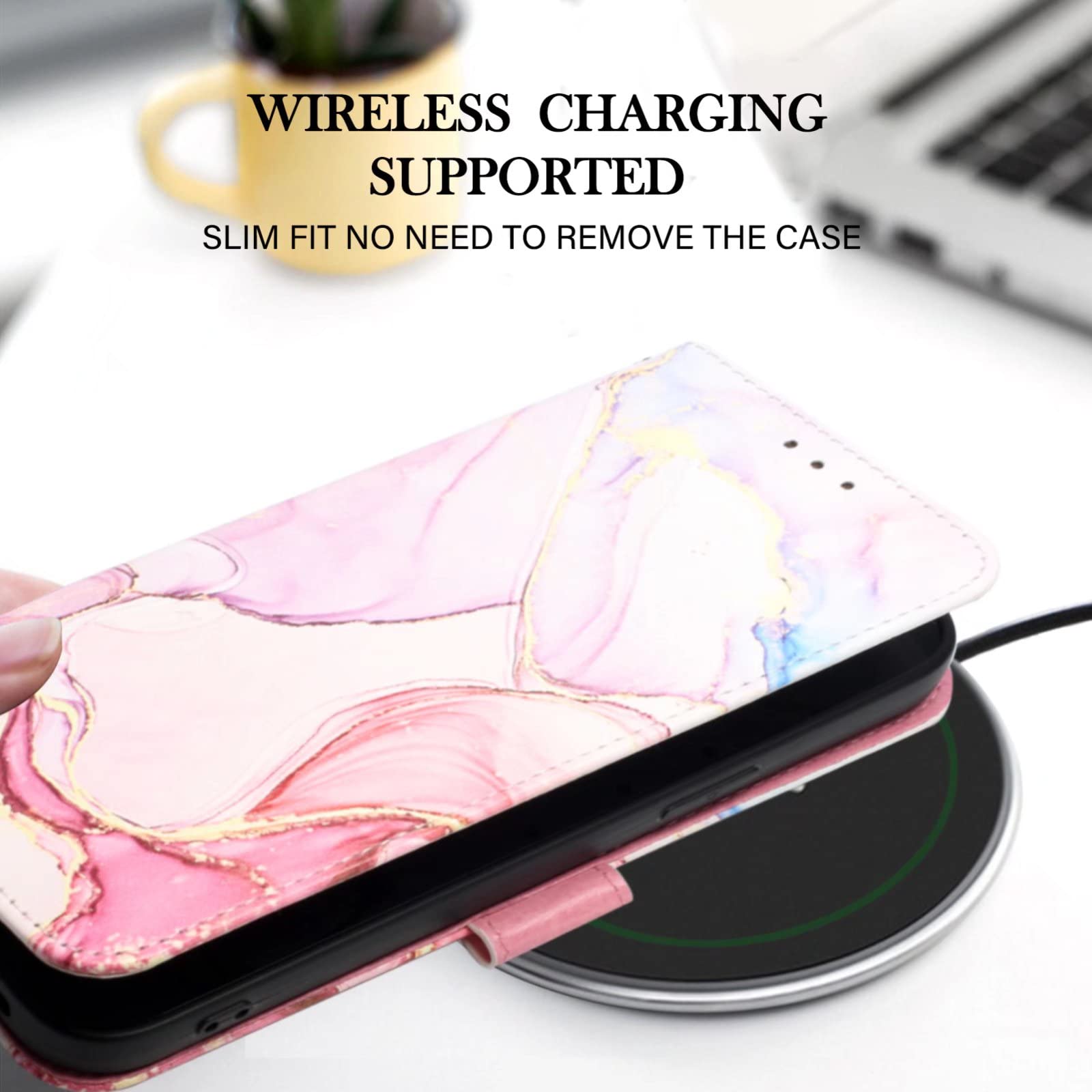 FTRONGRT Case for Tecno Camon 18 Premier, with Mobile Phone Holder, Fall-Proof, Suitable for Tecno Camon 18 Premier Folding Mobile Phone Leather Protective Shell.Rose Gold