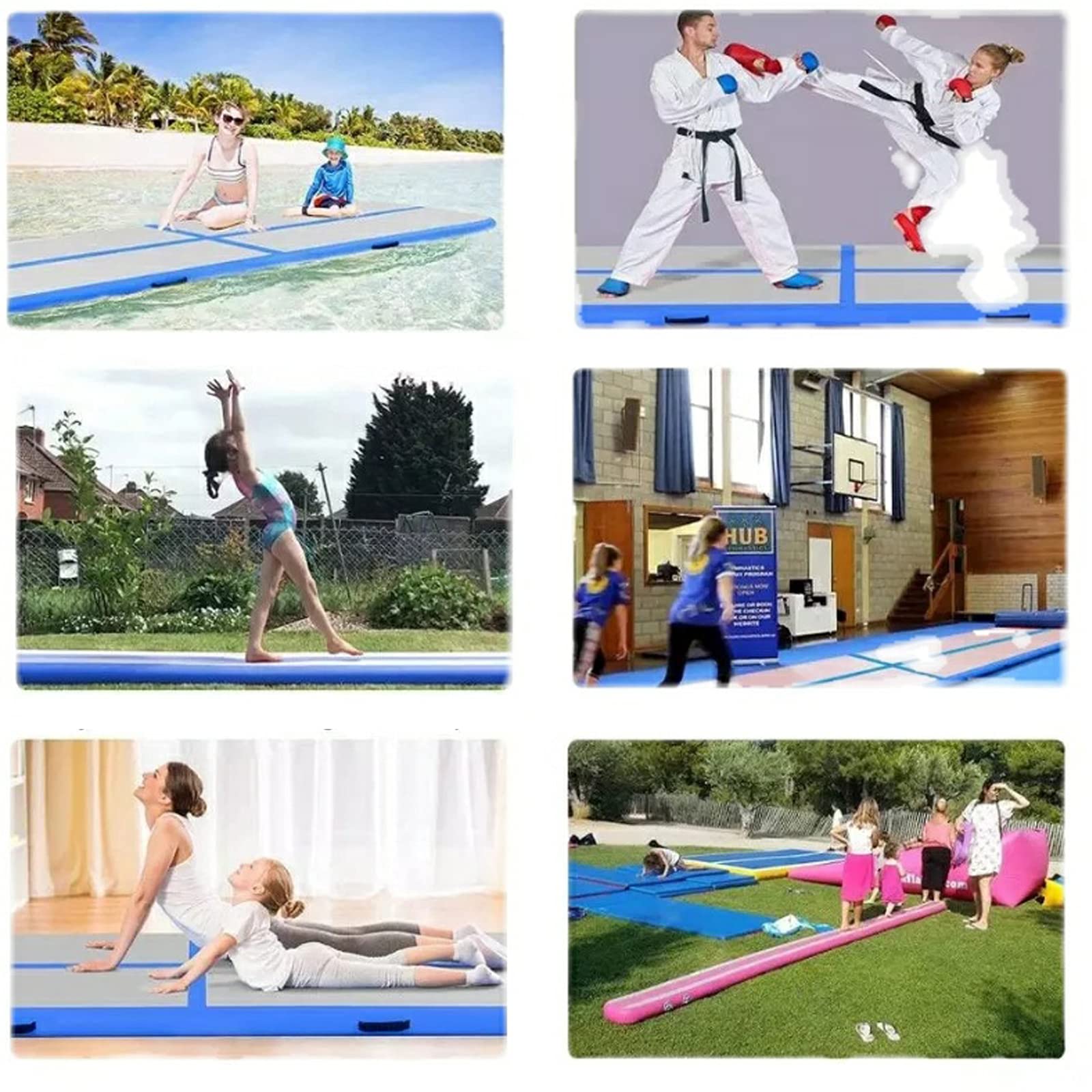 Gymnastics Mat , CHENGLE 10ft/13ft/16ft/20ft Inflatable Air Mat Tumble Track 4 inches thickness Tumbling Mat with Electric Pump for Cheerleading/Practice Gymnastics/Beach/Park/Home use