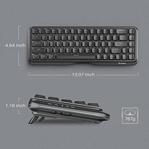 KEMOVE K68 60% Wireless Mechanical Gaming Keyboard Supports 2.4G/Bluetooth5.0/USB-C, Light Strip RGB Backlit Hot-Swappable 68 Keys Wired Keyboard for Mac Windows, Gateron Silver Pro Switches
