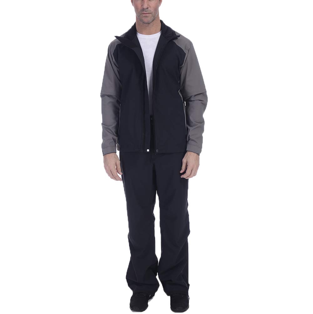 Fit Spaace Waterproof Golf Rain Suits for Men Performance Rain Jackets and Pants for All Sports (Gray Full-zip, Medium)