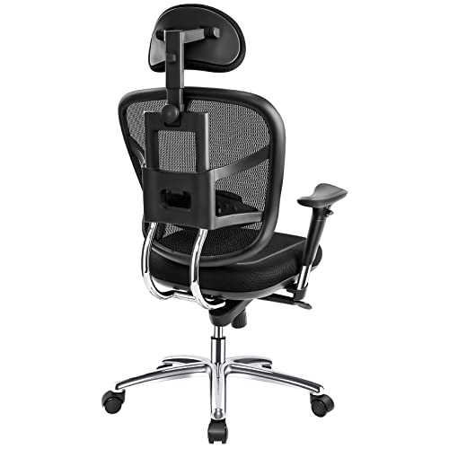 WAFTING Office Chair, Large and Tall Desk Chair, Adjustable Backrest Computer Chair with Thick Seat Cushion, 3D Adjustable Headrest, Lumbar Support and Armrest,Home Office Ergonomic Chair Black