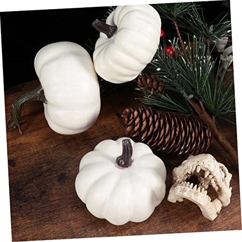 Garneck 18 Pcs Home Decor White Pumpkin DIY Pumpkin Simulation Pumpkin Mold Fake Pumpkin Dining Table