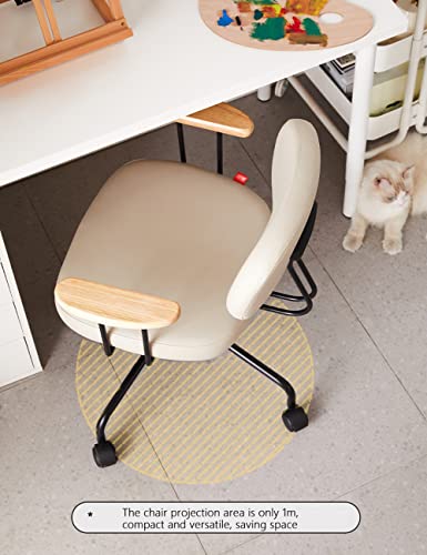 EviKoo Rotating PU Leather Office Chair, Adjustable Height Small Low Back Elegant Task Chair, Home Computer Chair, Armless Desk Chair Desk Chairs (Size : Armless, Color : White_29.9-32.3IN)