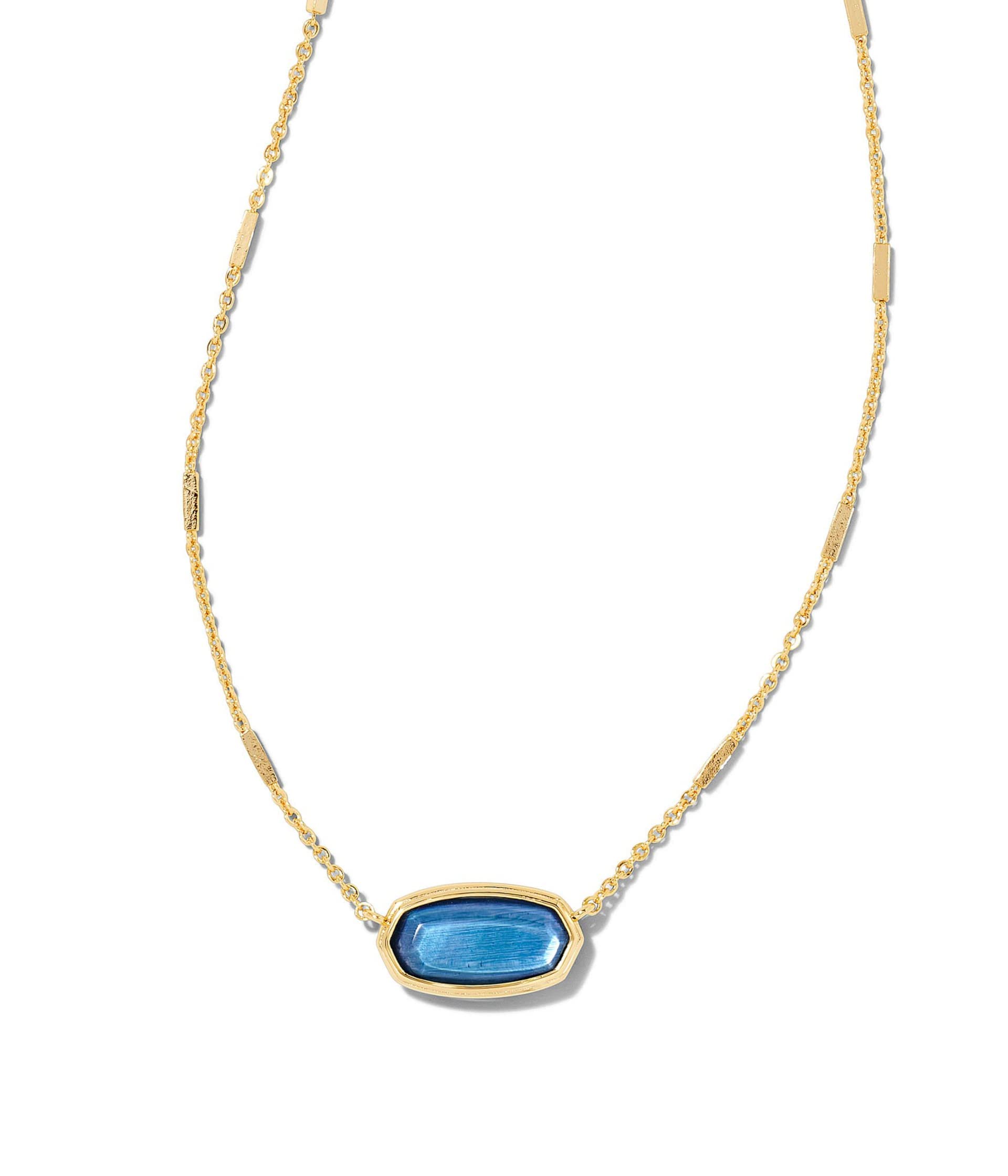Kendra Scott Framed Elisa Short Pendant Necklace Gold Dark Blue Mother-Of-Pearl One Size