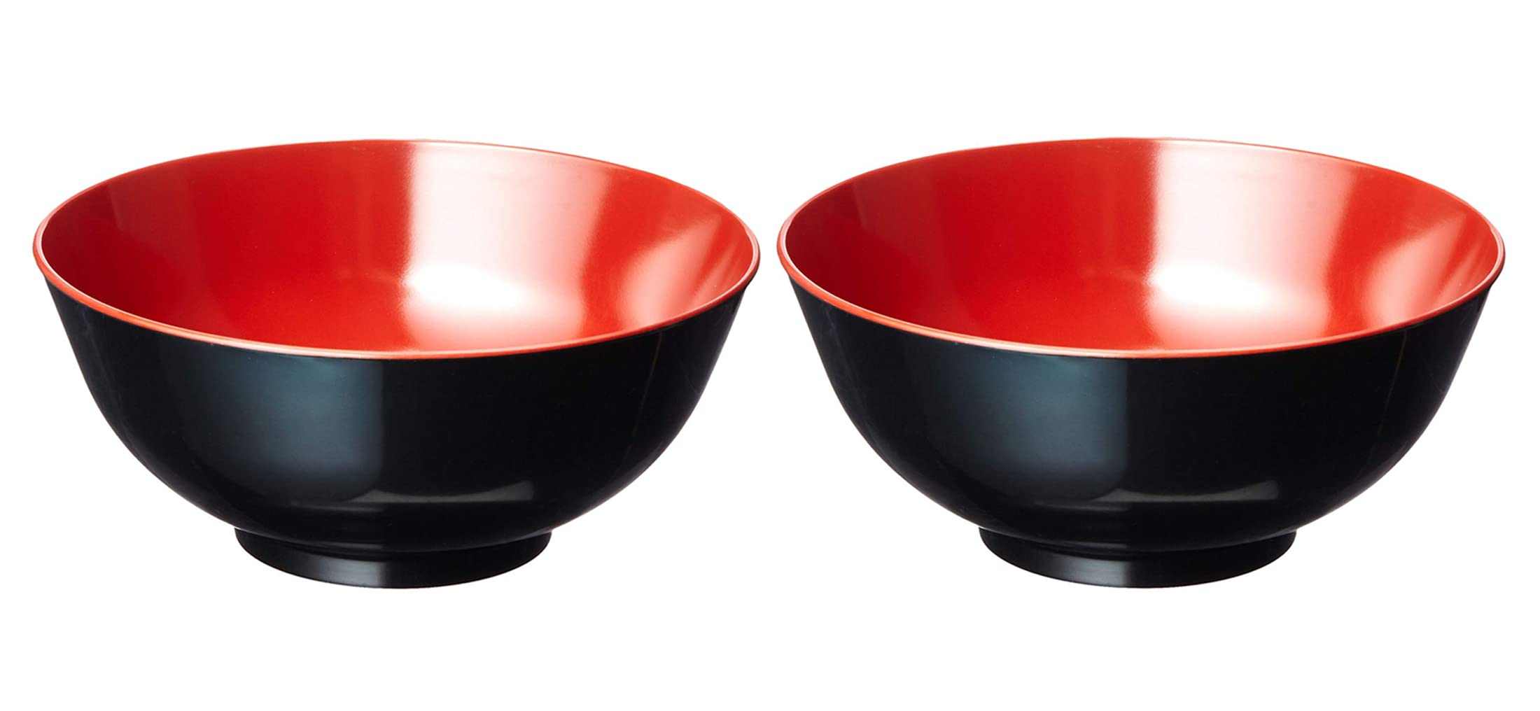 JapanBargain 2396x2, Japanese Style Plastic Black and Red Color Large 52 oz Ramen Bowls for Udon Pho Noodles Soup Cereal Pasta, Pack of 2