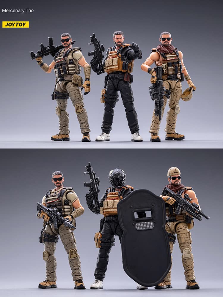 JOYTOY 1/18 Action Figures 4 in Mercenary Trio Collection Solider Figures Military Model (Kahn)