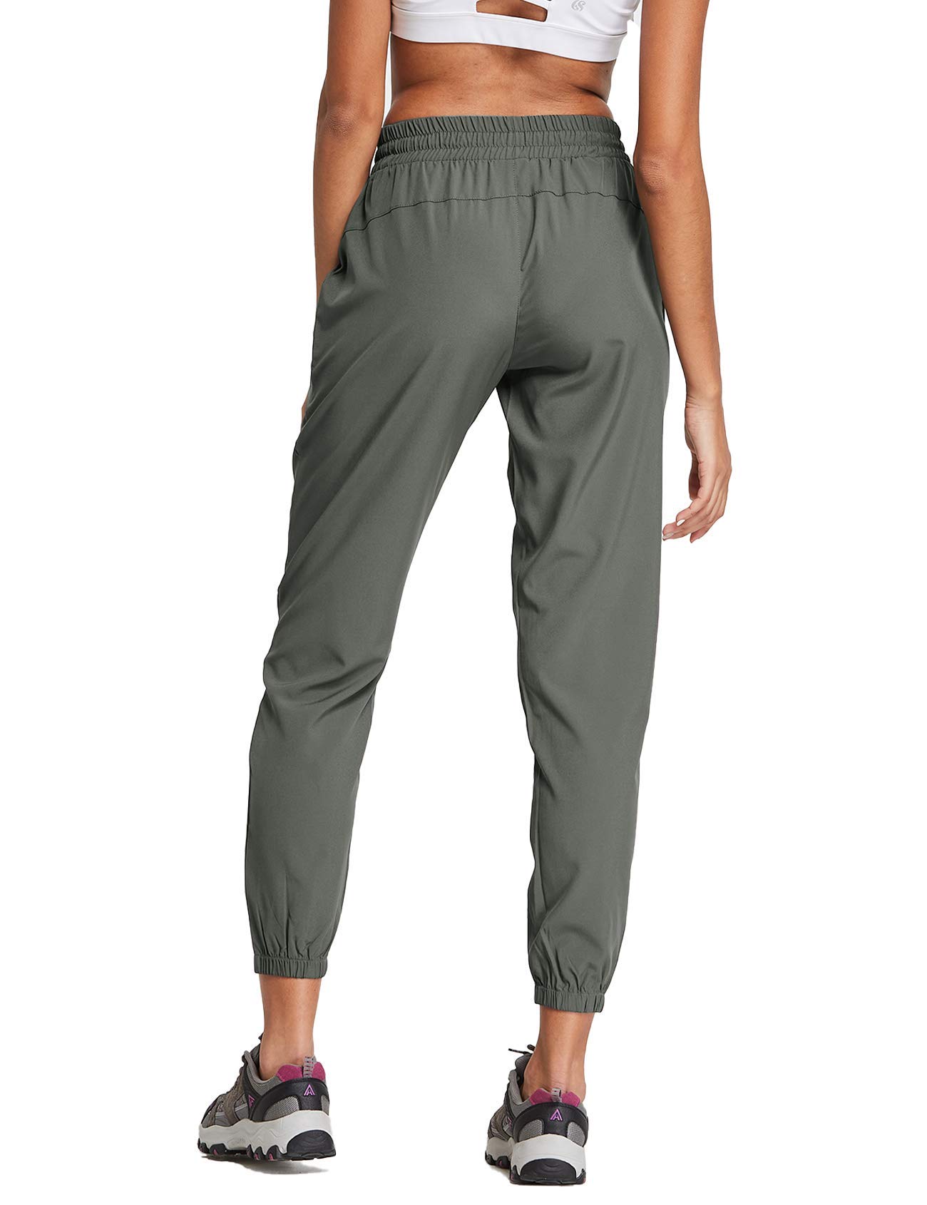 FitsT4 Women's Lightweight Hiking Pants Quick Dry Drawstring Joggers Ankle Pants with Pockets Charcoal Size M