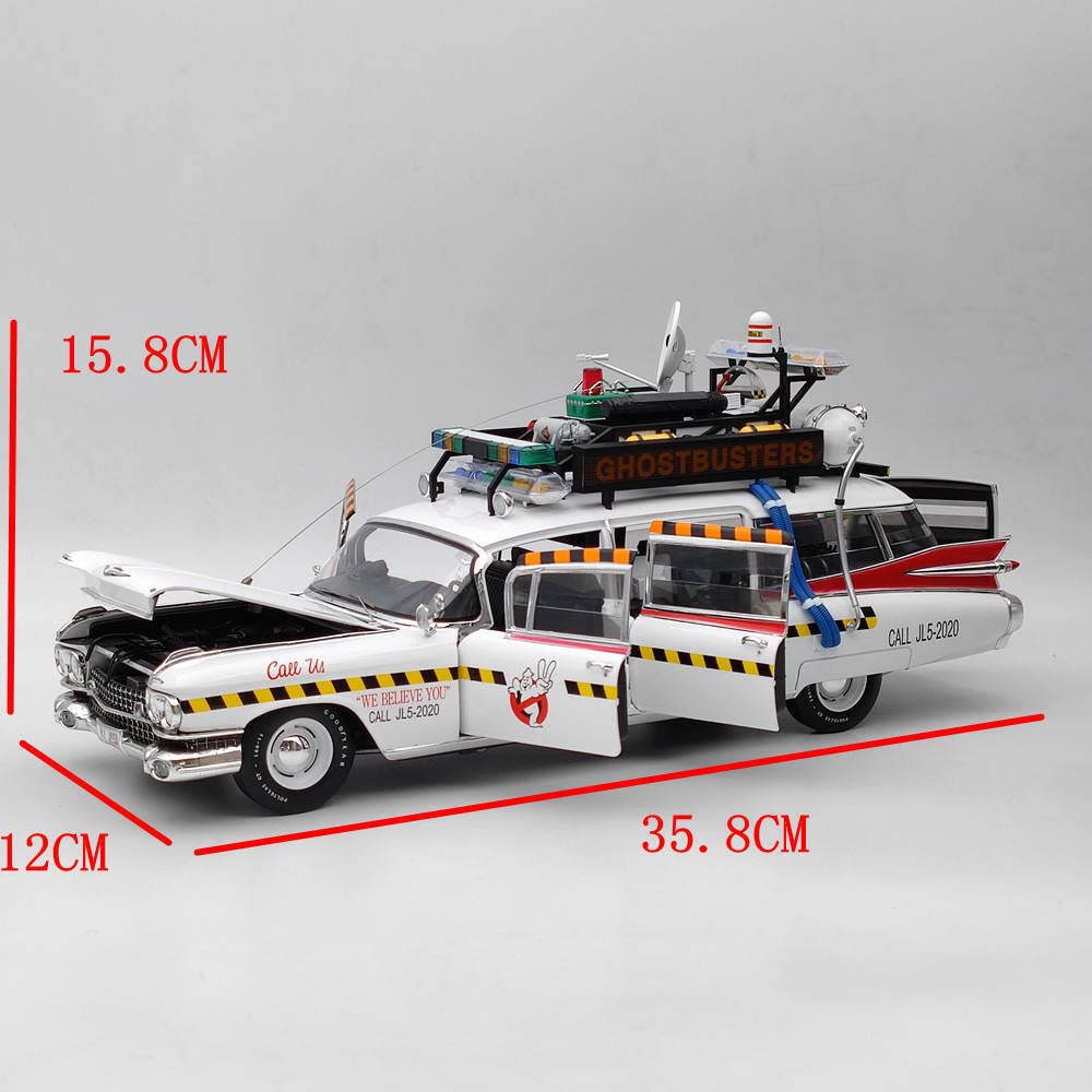 HW 1:18 for Cadillac Ghostbusters II ECTO 1A Elite X5470 Diecast Toys Car Models Gifts Collection Limited Edition