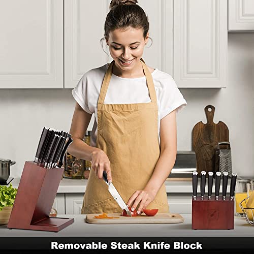 Kitchen Knife Set with Block, imarku 16-Piece Japanese Kitchen Knife Set, Ultra Sharp Stainless Steel Knife Set with Removable Block and Knife Rod