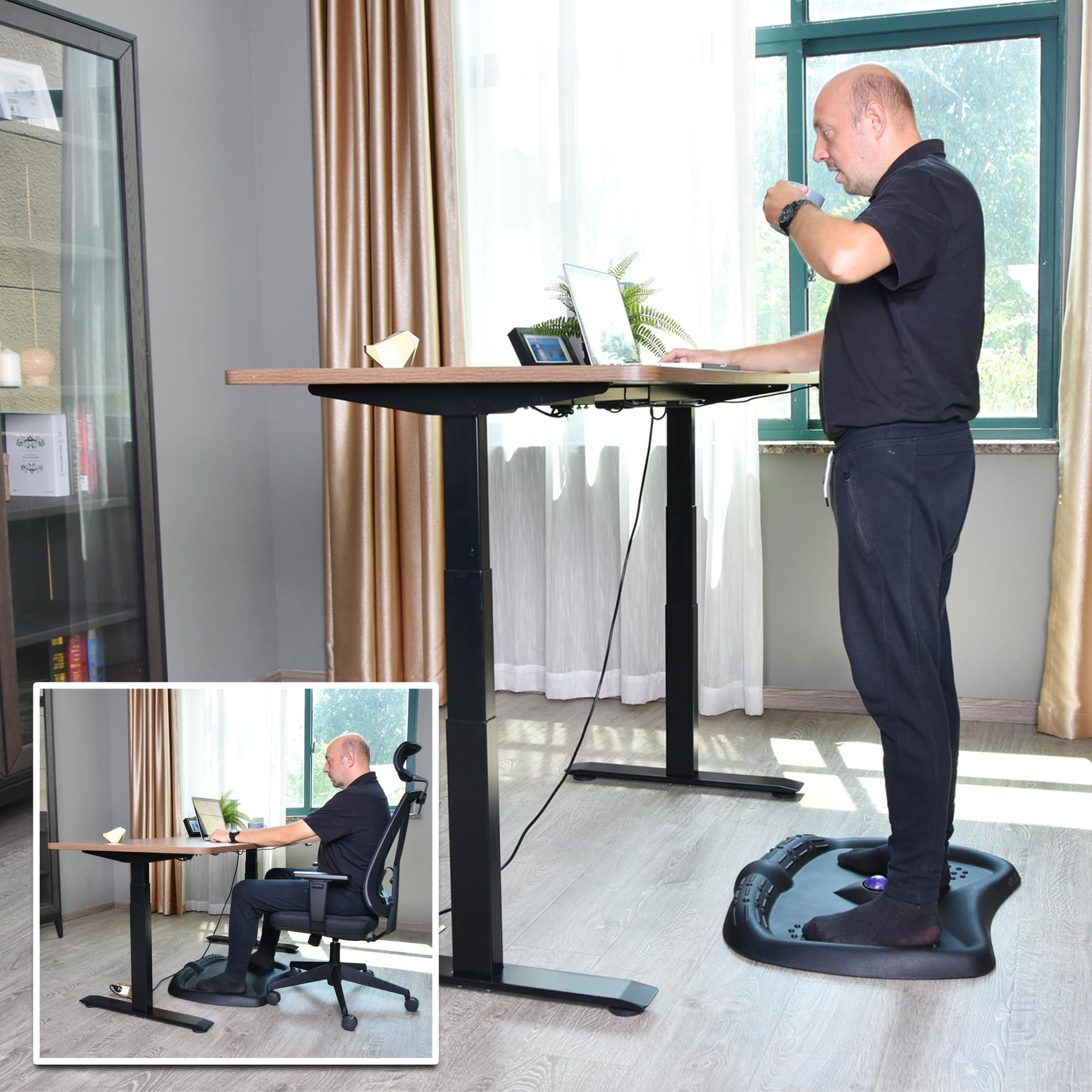 Fromann Electric 3 Tier Legs Dual Motor Standing Desk Frame Heavy Duty 300lb Sit Stand up Height Adjustable Desk Base for Home and Office (Black)