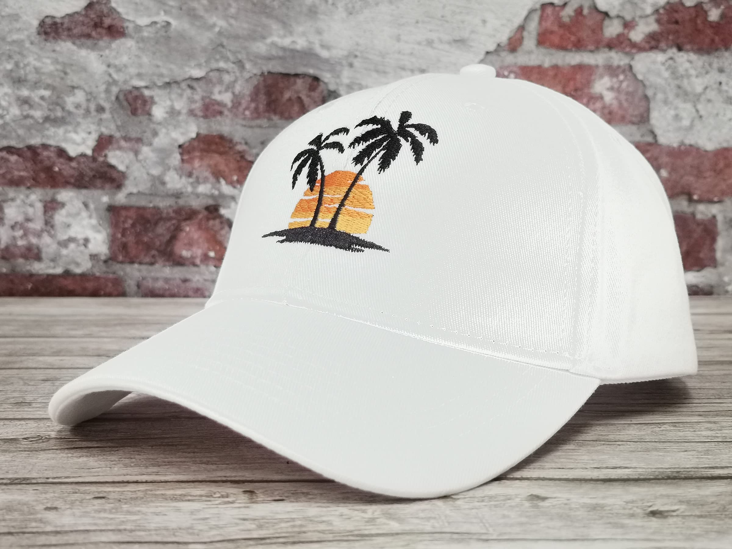 Hepandy Palm Tree Embroidered Baseball Cap for Women Men Girl, Summer Beaches Outdoor White Trucker Hats Adjustable Snapback Golf Dad Hats
