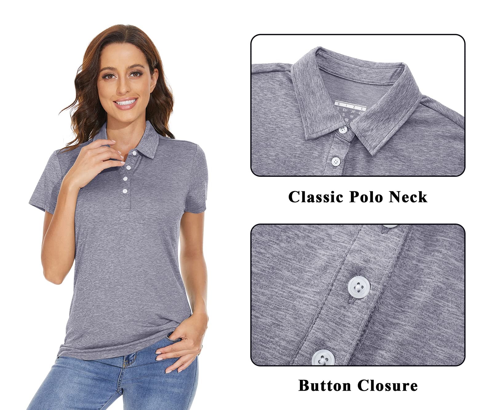EKLENTSON Shirts for Women Camping Exercise Fitness Petite Comfort Sweatshirts Dark Grey