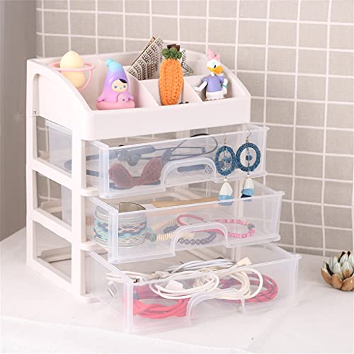 PDGJG Desktop Storage Box Cosmetics Multi-layer Drawer Type Household Dust-proof Storage Box Simple And Transparent Finishing Rack ( Color : D )