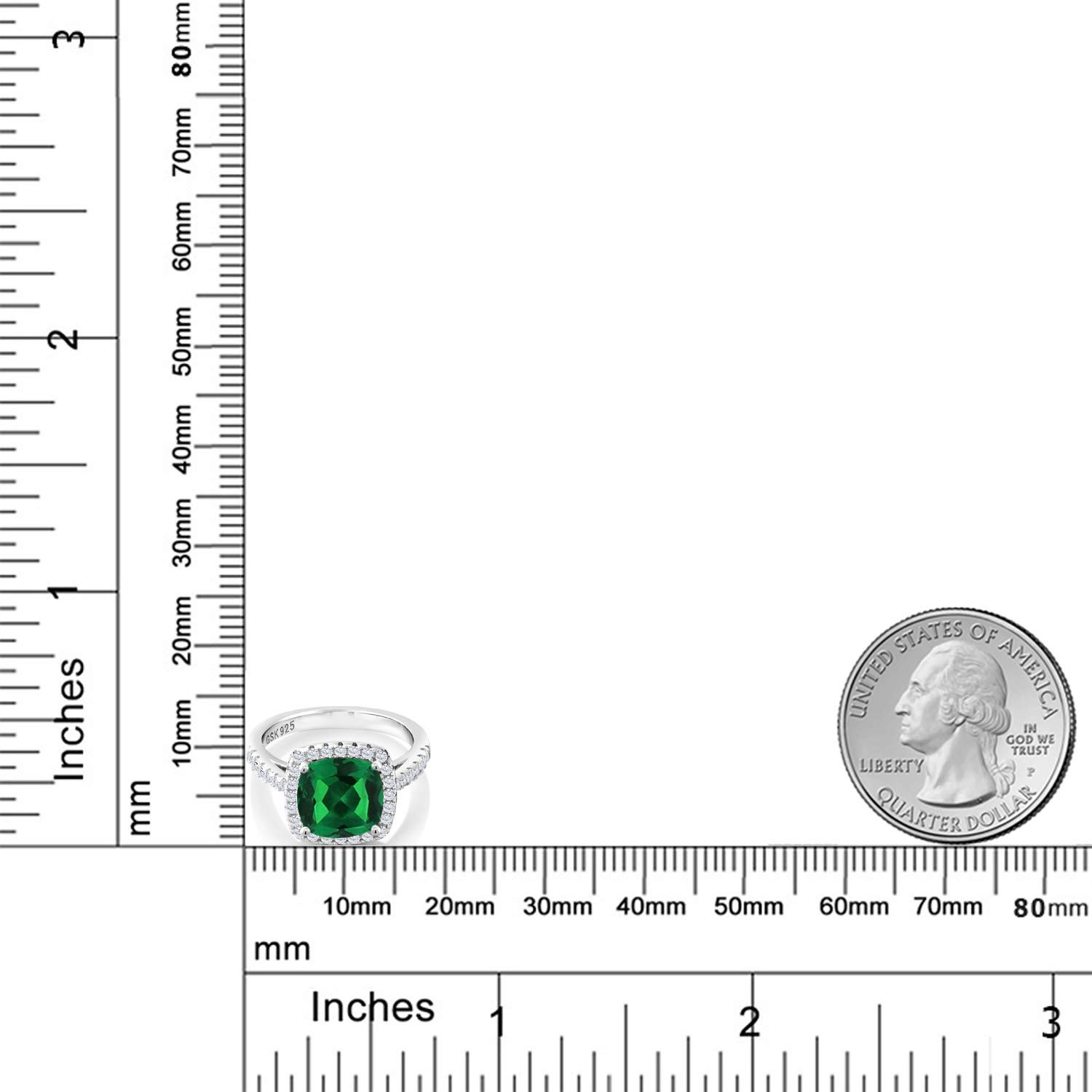 Gem Stone King 925 Sterling Silver Simulated Emerald and White Created Sapphire Engagement Ring For Women (3.00 Cttw, Available In Size 5, 6, 7, 8, 9)