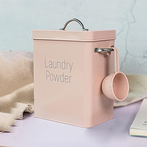 shuanghua Laundry Detergent Powder Storage Tin Box, Washing Powder Bucket, Laundry Detergent Container, Modern Laundry Detergent Dispenser, Detergent Bin with Scoop, Laundry Room Accessories